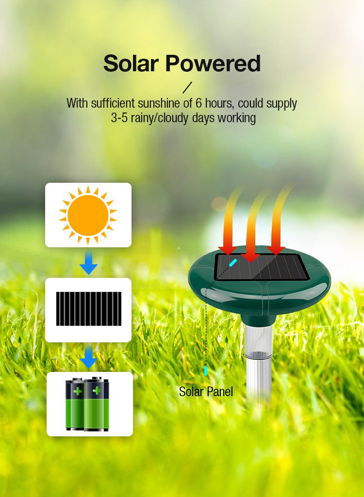 AOSION® Outdoor Waterproof Solar Sonic Snake Repeller AN-A816D